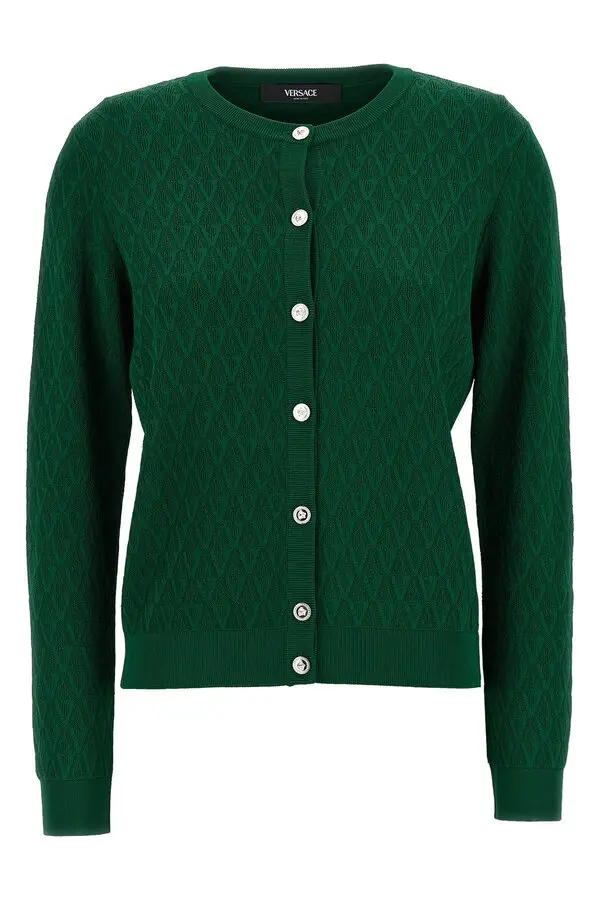 Versace Jacquard V-pattern Cardigan