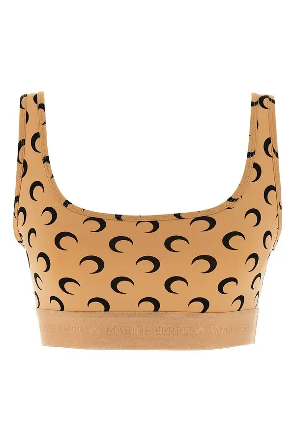 MARINE SERRE Moon Printed Jersey Cropped Top