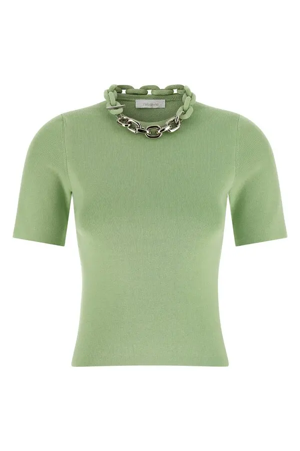 Rabanne Chain Embellished Short Sleeve T-shirt - Green
