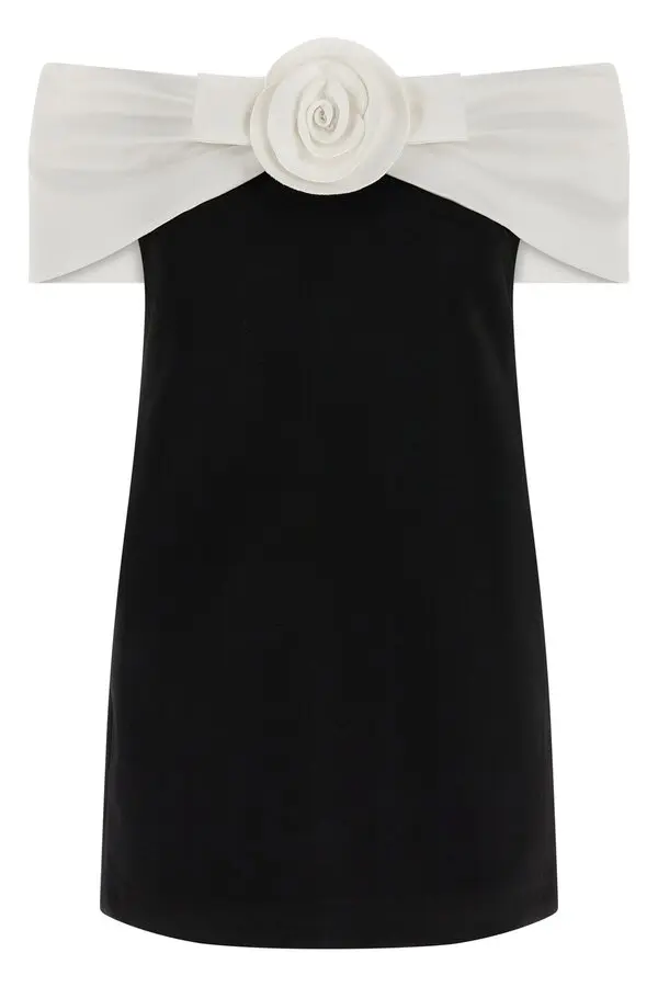 SELF-PORTRAIT Crêpe Flower Mini Dress