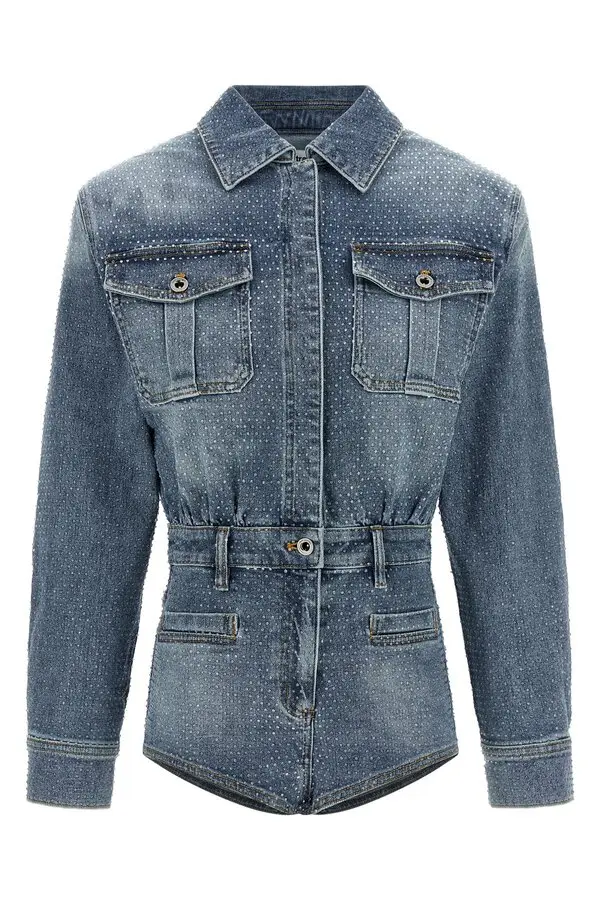 SELF-PORTRAIT Rhinestone Denim Jumpsuit