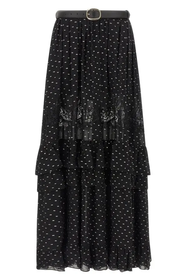SELF-PORTRAIT Chiffon Lace Maxi Skirt