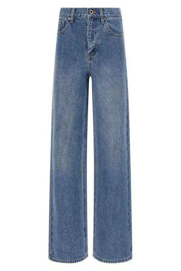 SELF-PORTRAIT Rhinestone Denim Straight Leg' Jeans