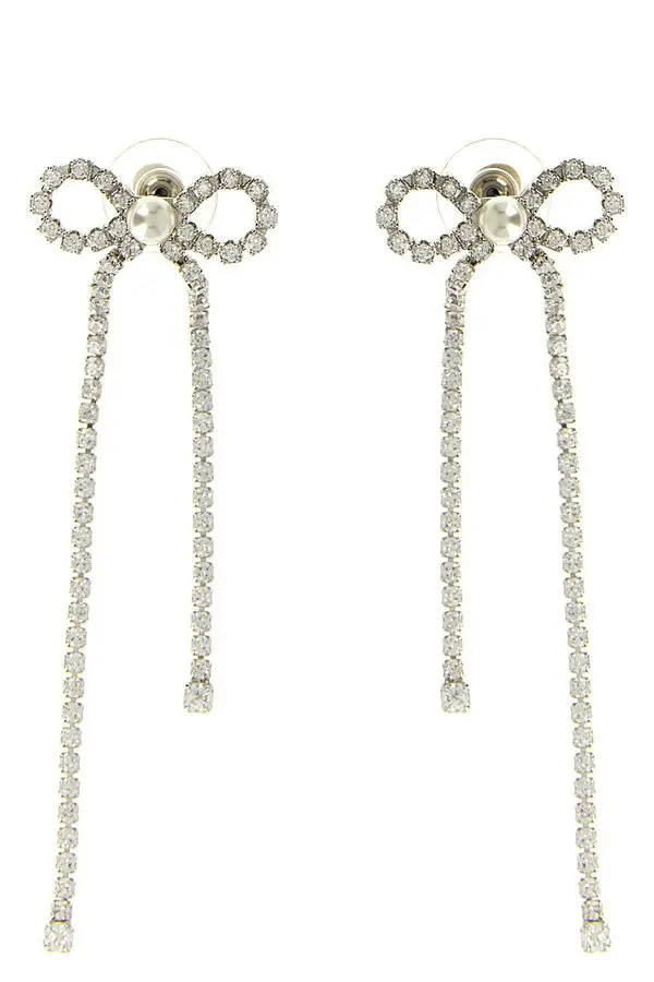 SELF-PORTRAIT Crystal Droplet Bow Earrings