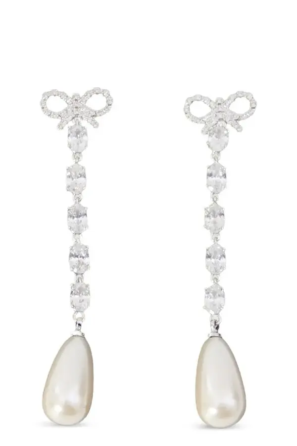 SELF-PORTRAIT Bow Pearl Droplet' Earrings