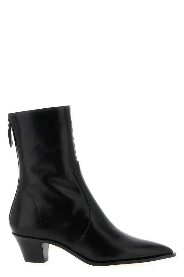 AQUAZZURA Brunswick Leather Ankle Boots - Black