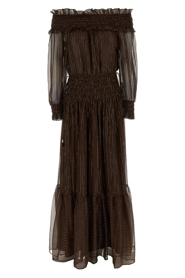 SELF-PORTRAIT Georgette Off Shoulder Maxi' Dress