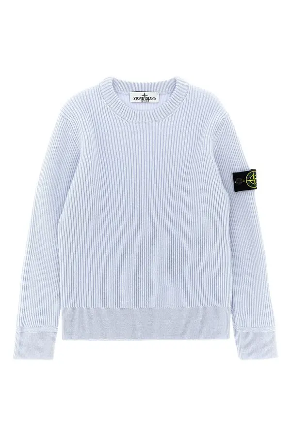 Stone Island Ribbed Virgin Wool Sweater - Light Blue