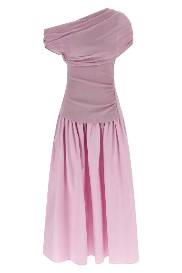 SELF-PORTRAIT Cotton Draped Knit Midi Dress