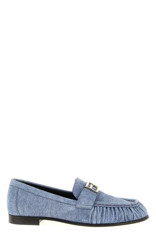 Fendi Baguette Cotton Denim Loafers