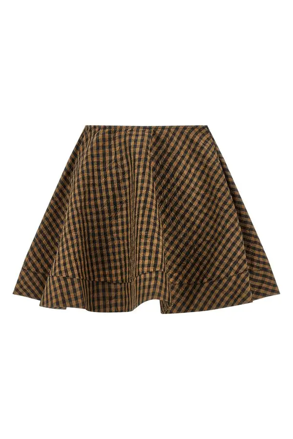 GANNI Crinkled Taffeta Skirt - Brown