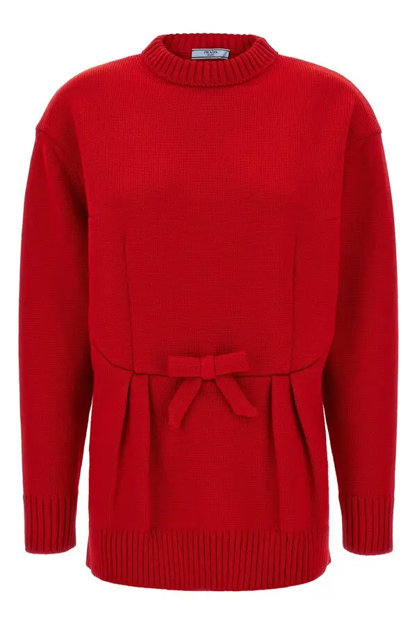 Prada Virgin Wool Bow Sweater