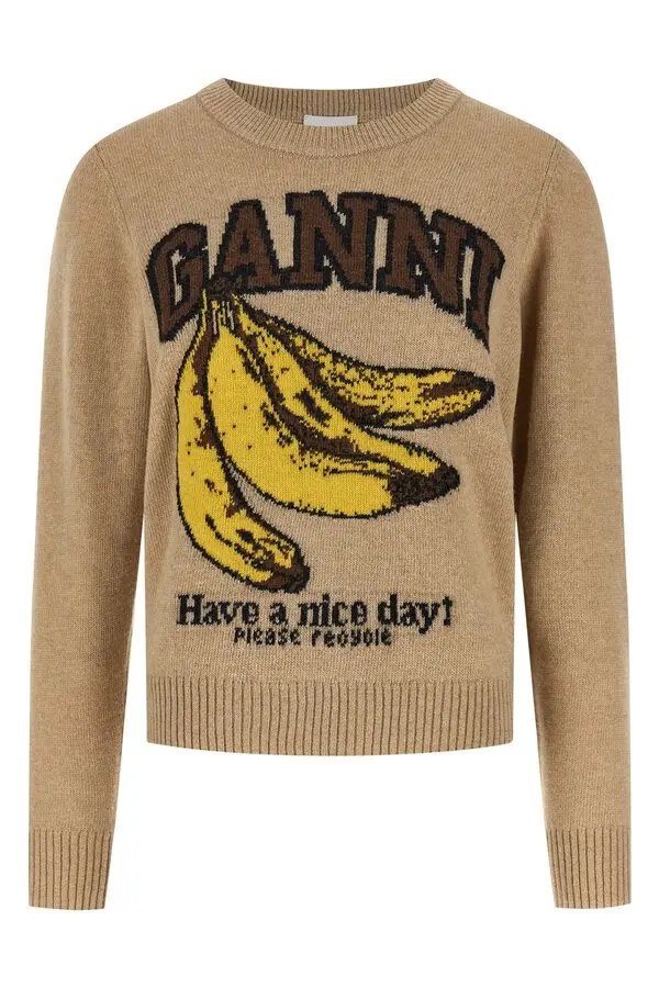 GANNI Banane Graphic Wool Blend Pullover