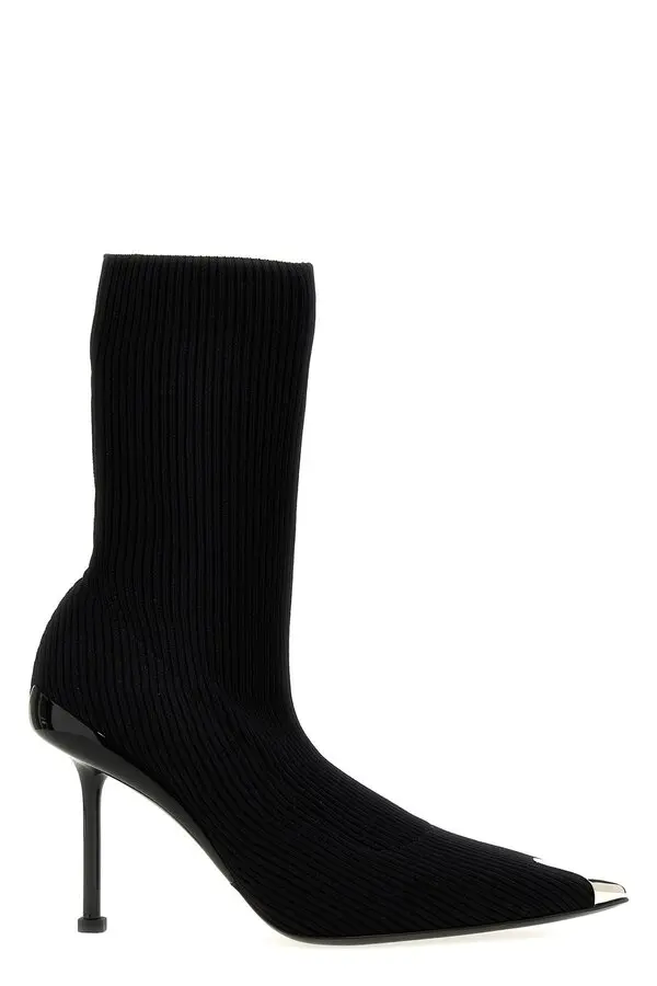 Alexander McQueen Slash Ribbed Knit Ankle Boots