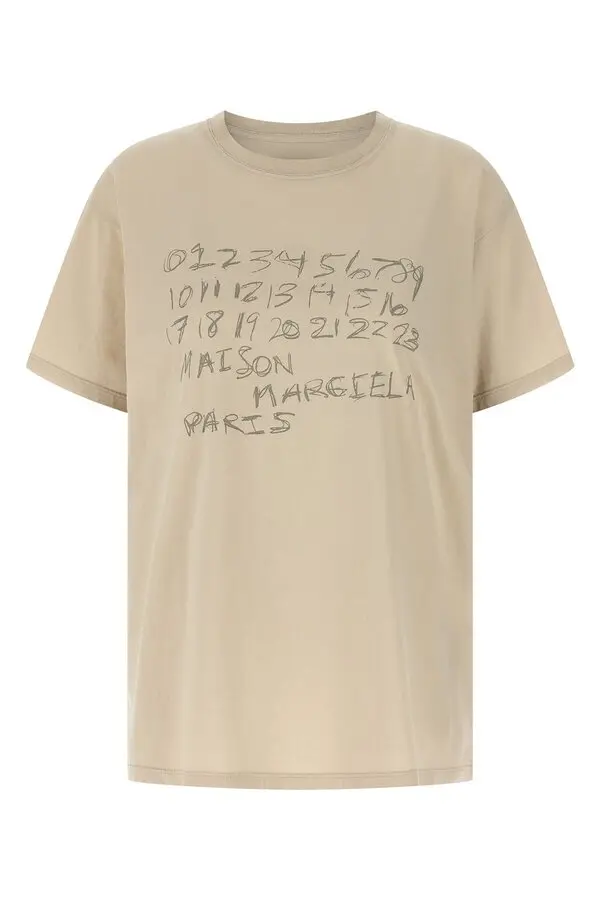 MAISON MARGIELA Printed Cotton T-shirt - Beige