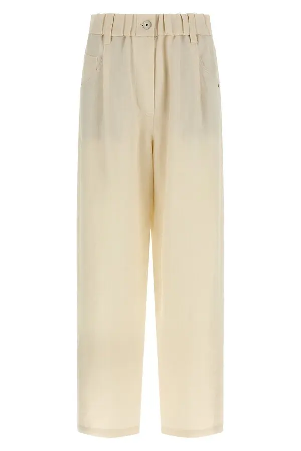 Brunello Cucinelli Linen Blend Trousers - White