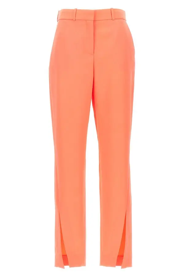Balmain High-waisted Wool Straight Cut Pants With Side Splits