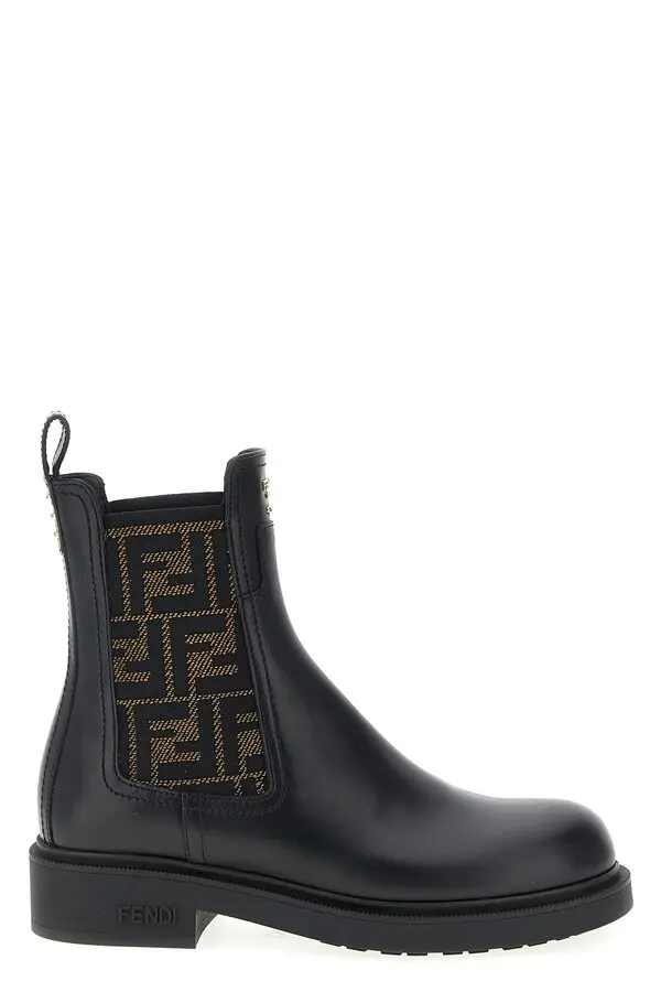 Fendi Filo Leather Ankle Boots
