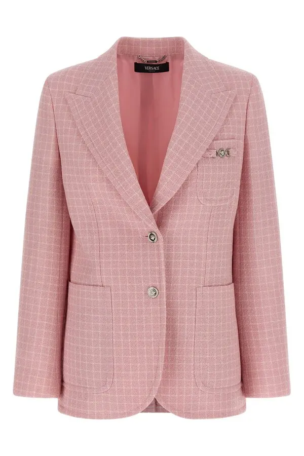 Versace Check Knit Wool Crêpe Blazer