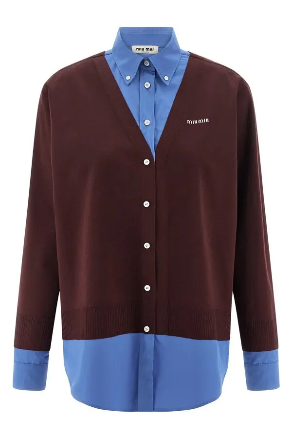 Miu Miu Poplin And Cashmere Shirt - Multi