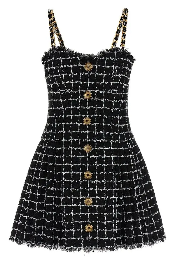 Balmain Check Tweed Mini Dress