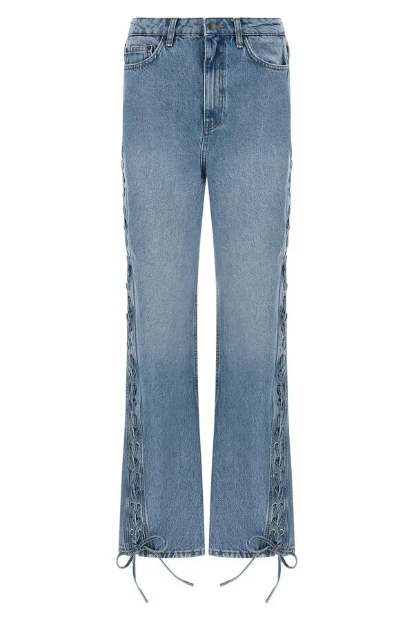 ROTATE BY BIRGER CHRISTENSEN Twisted Lacing Cotton Denim Jeans