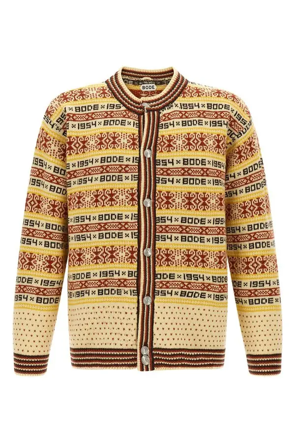 BODE Marzipan Jacquard Wool Cardigan - Multi