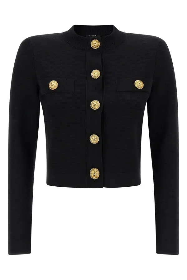 Balmain Cropped Cardigan - Black