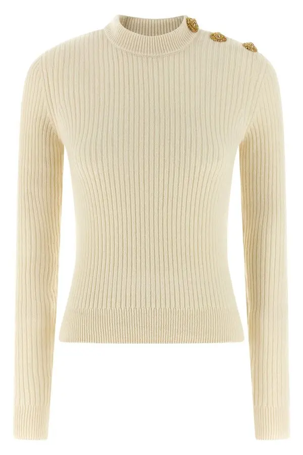Balmain Ribbed Cashmere And Virgin Wool Sweater - White