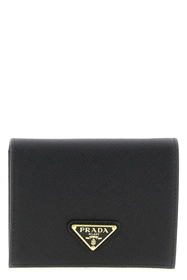 Prada Logo Leather Wallet - Black