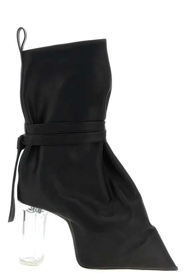 Rick Owens Tied Taco Kiss Leather Ankle Boots