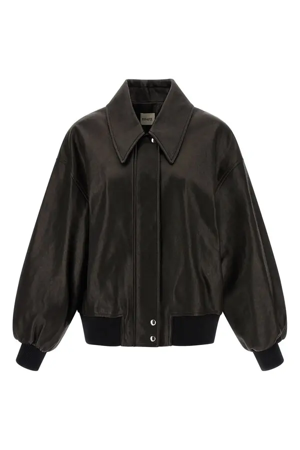 Khaite Shelman Leather Bomber Jacket - Black