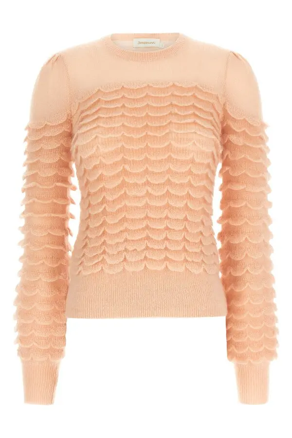 Zimmermann Hypnotic Scallop Mohair Blend Sweater - Pink
