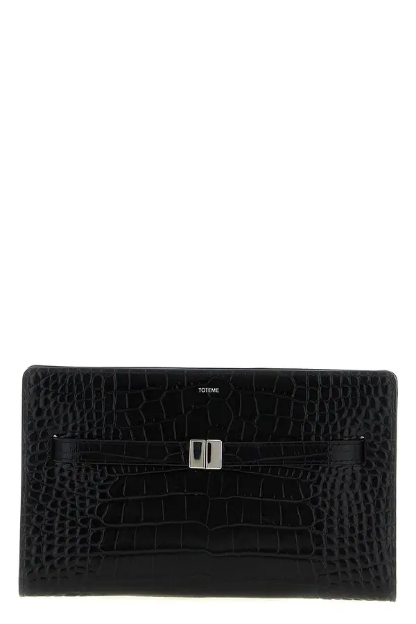 TOTEME Crocodile-print Leather Crossbody Bag - Black