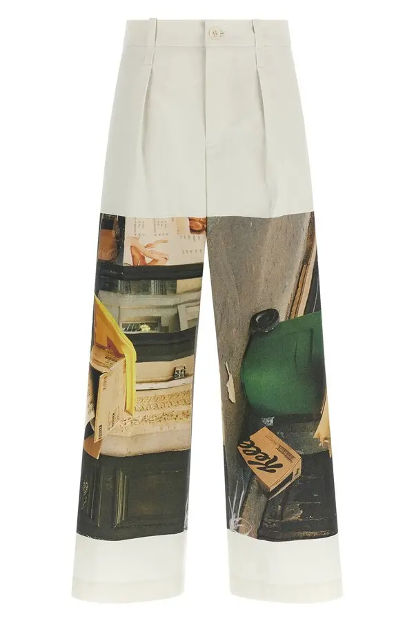 Issey Miyake Street View Cotton Blend Wide Leg Pants - White