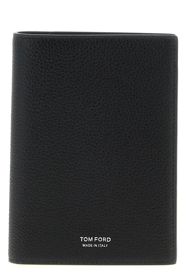 TOM FORD Hammered Leather Passport Holder - Black