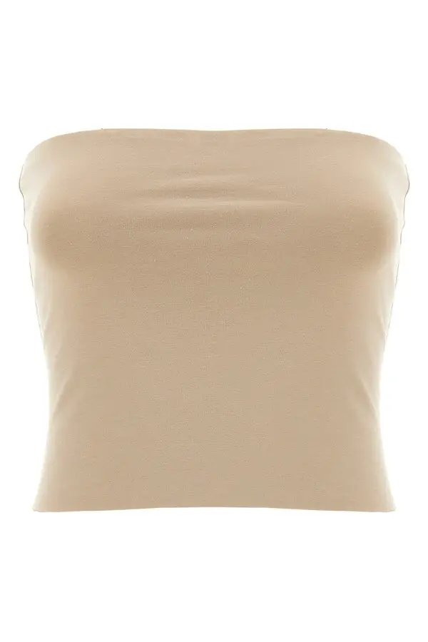 Brunello Cucinelli Stretch Cotton Bandeau Top - Beige