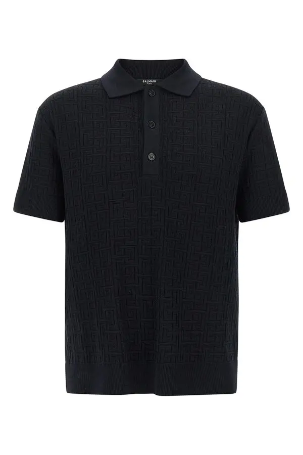 Balmain Monogram' Knit Polo Shirt
