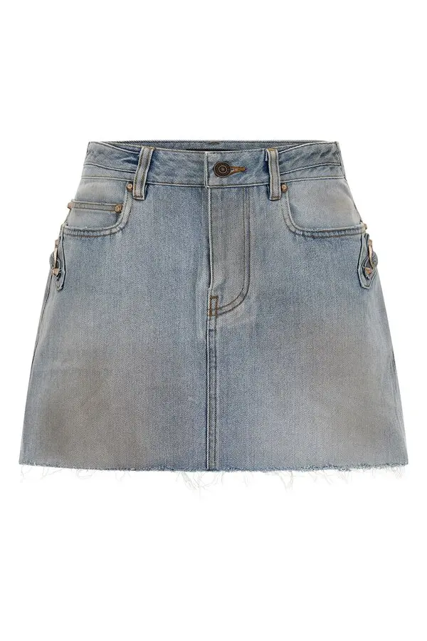 Balenciaga City Denim Miniskirt - Light Blue