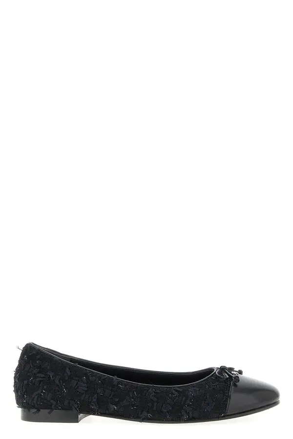 Tory Burch Bouclé Tweed Cap-toe Ballerina Flats