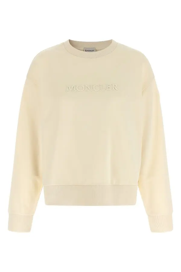 Moncler Embroidered Logo Cotton Sweatshirt - Beige