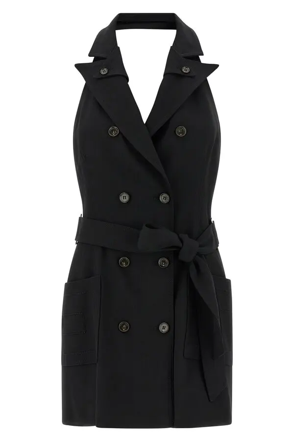 Elisabetta Franchi Gabardine Vest Dress - Black