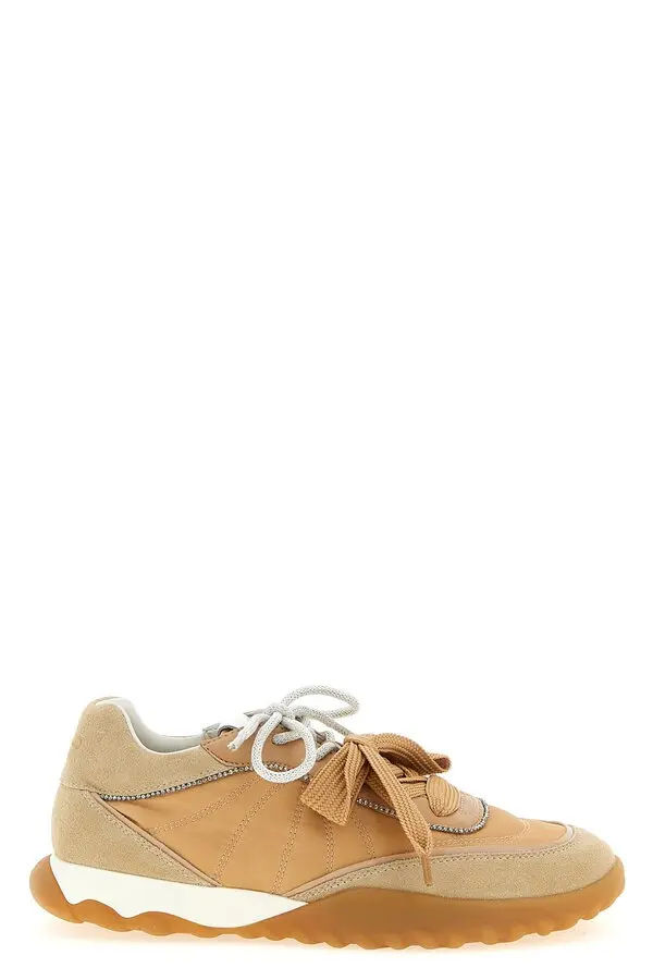Pinko Gea 02 Suede And Leather Sneakers - Beige