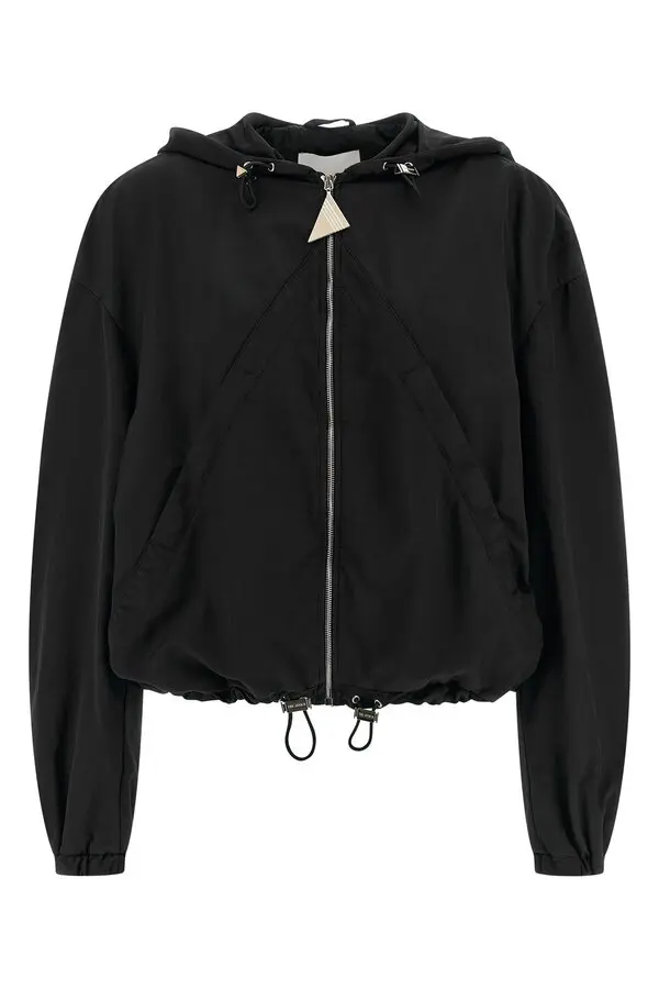 Attico Hooded Bomber Jacket - Black