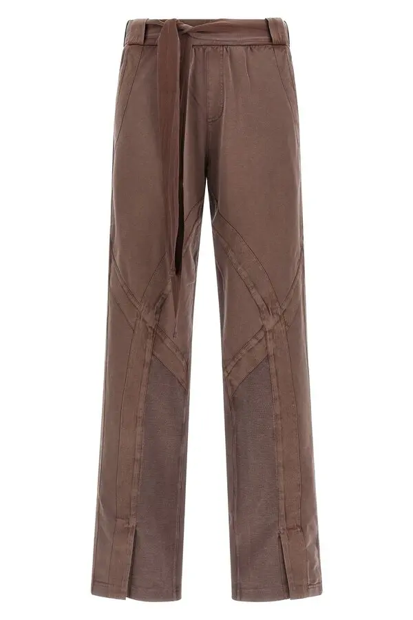 Attico Front Split Fleece Pants - Brown