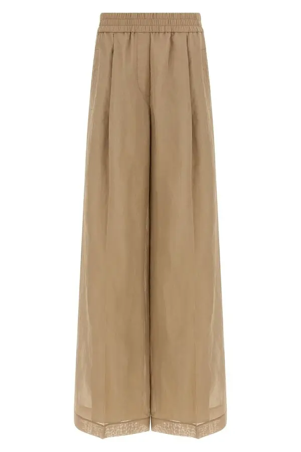 Brunello Cucinelli Cotton Organza Wide Leg Pants