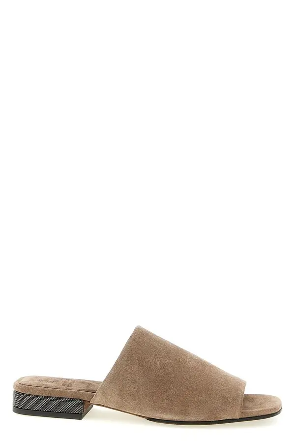 Brunello Cucinelli Suede Monile Sandals - Brown
