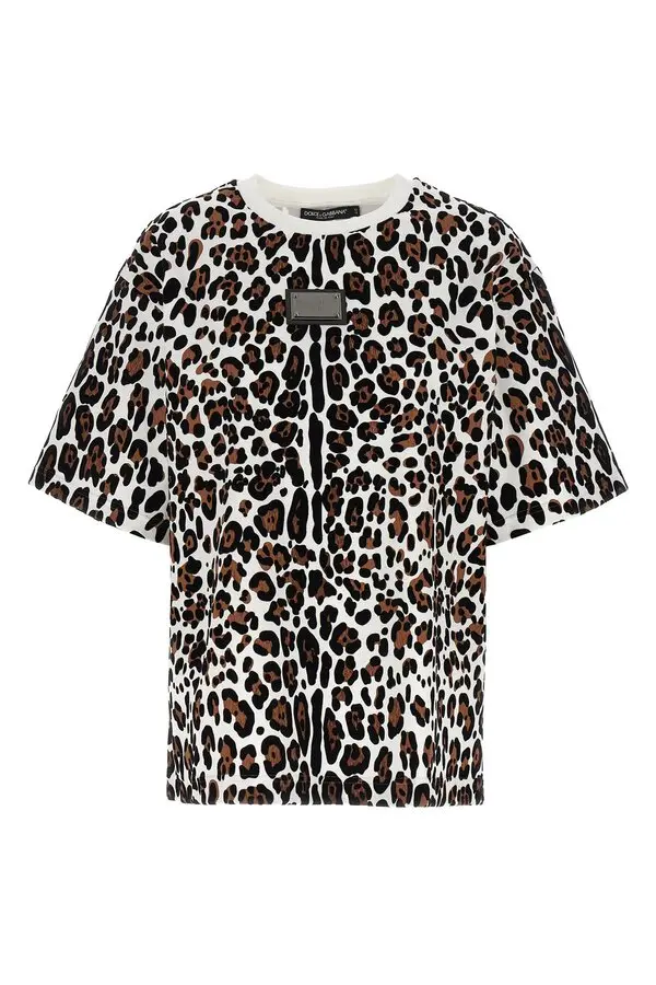 Dolce & Gabbana Animal Print Logo Plaque T-shirt