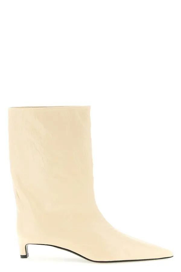 JIL SANDER Craquelé Leather Boots - Beige
