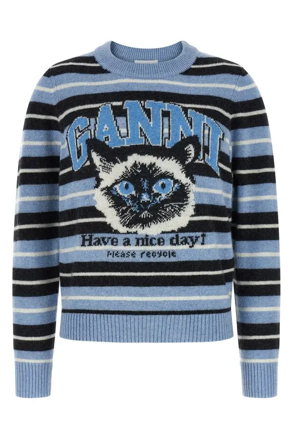 GANNI Graphic Striped Wool Sweater